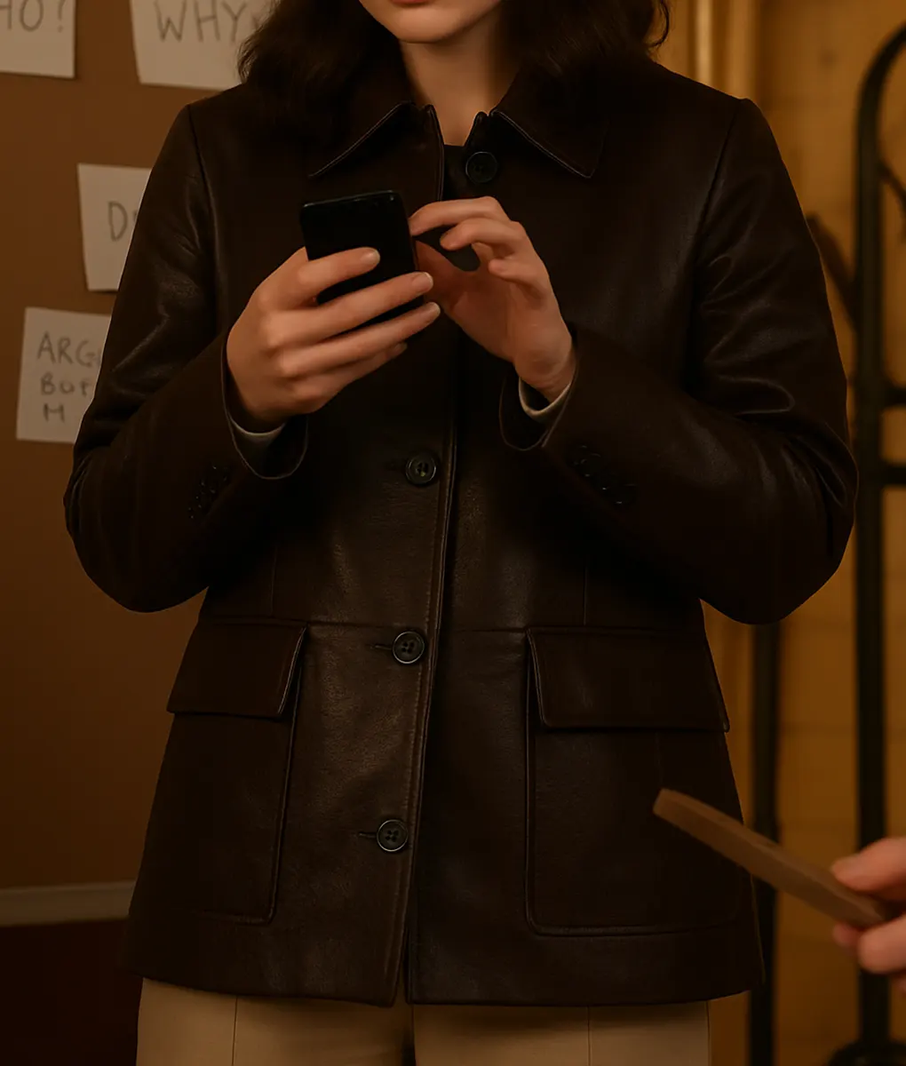 Only Murders in the Building S05 Selena Gomez (Mabel Mora) Leather Coat | TLC