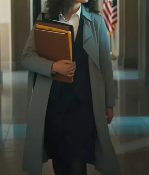 Ella McCay Emma Mackey Grey Coat | TLC