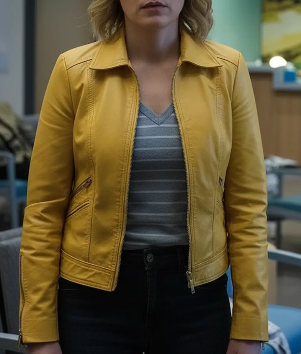 Pluribus Rhea Seehorn (Carol Sturka) Yellow Leather Jacket | TLC